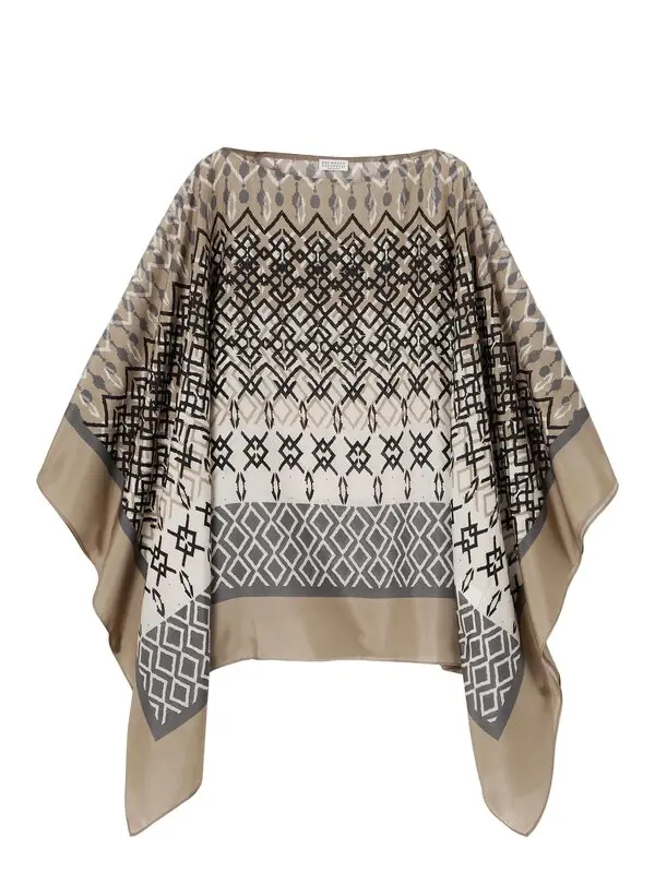 Brunello Cucinelli Geometric Print Silk Blouse - Multicolor