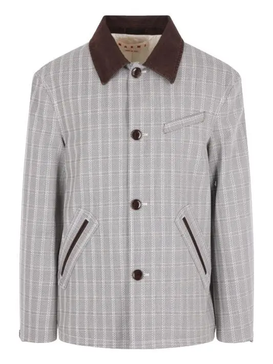 Marni Checked Button-up Jacket - Grey