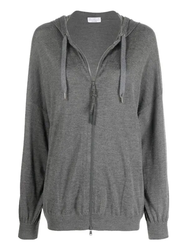 Brunello Cucinelli Hooded Zip-up Cardigan - Gray
