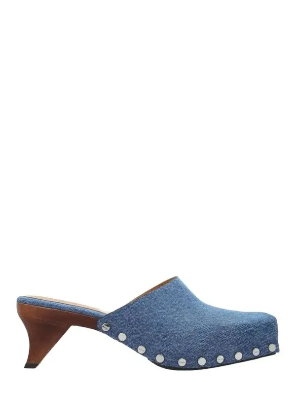 GANNI Studded Square Toe Mules - Blue