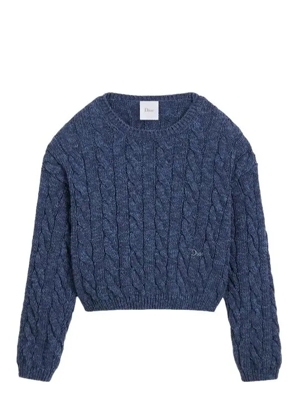 Dior Long-sleeved Cable Knit Sweater - Blue