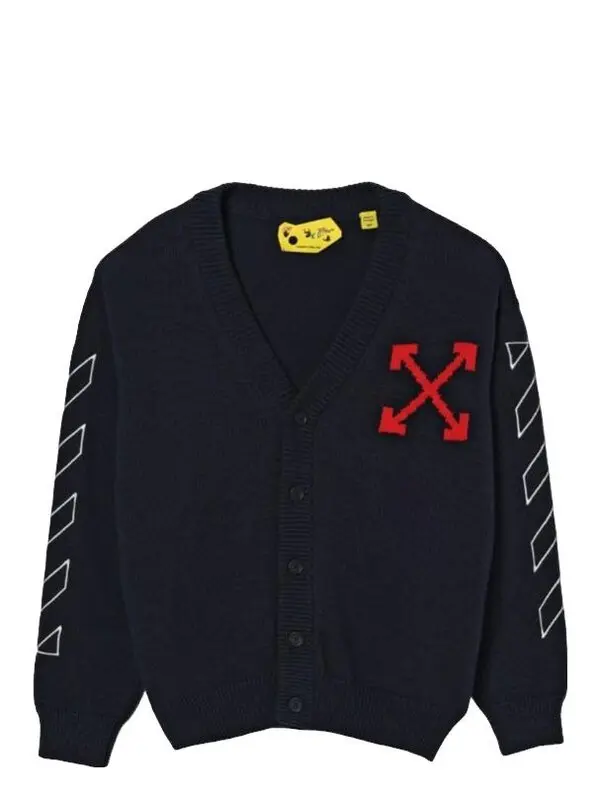 Off-White Long-sleeved Knitted Cardigan - Black