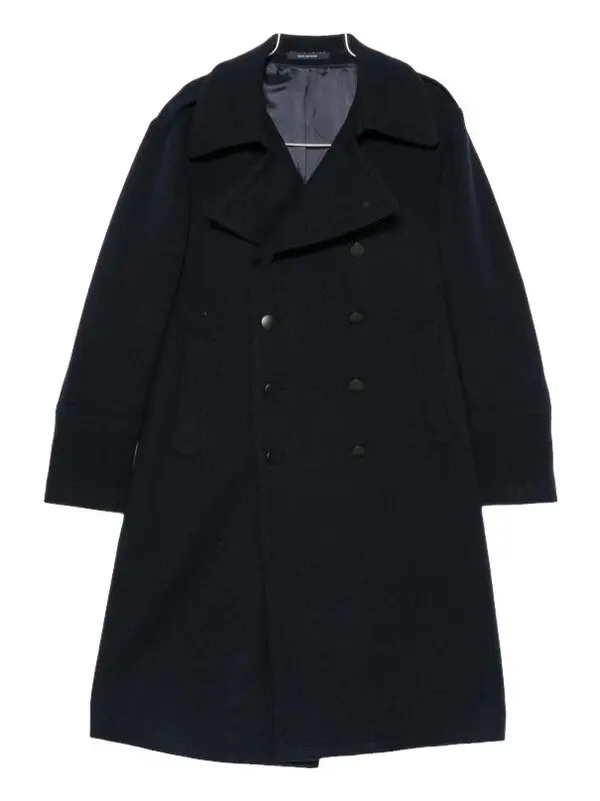 Tagliatore Double-breasted Notched Lapel Coat - Navy Blue