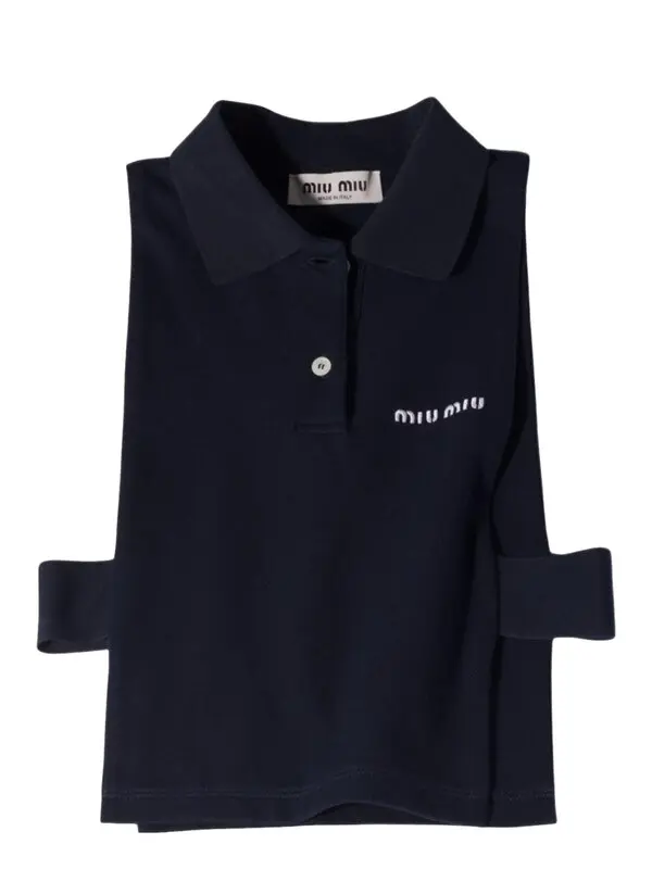 Miu Miu Sleeveless Polo Top - Navy Blue
