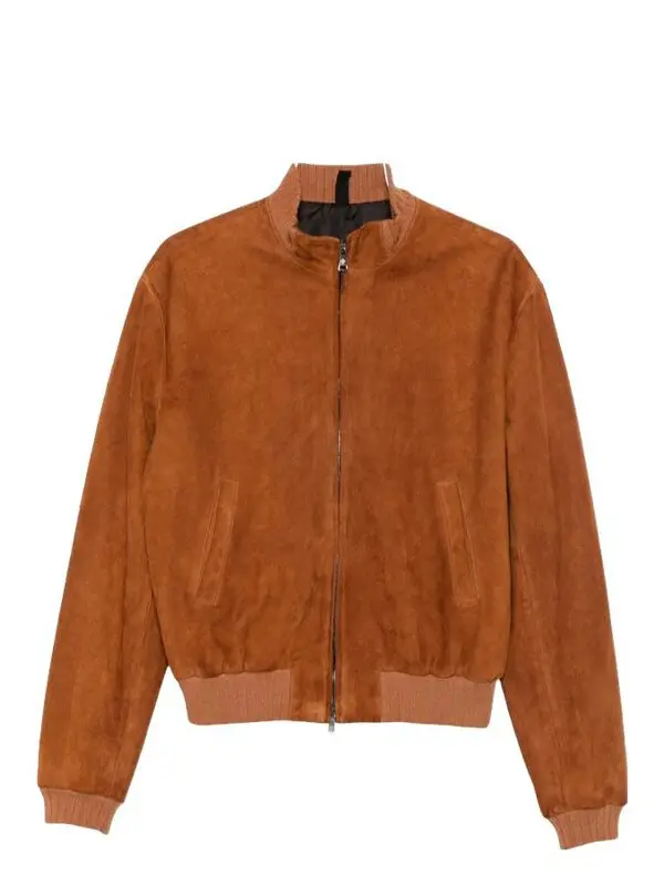 Tagliatore Long-sleeved Zip-up Casual Jacket - Brown