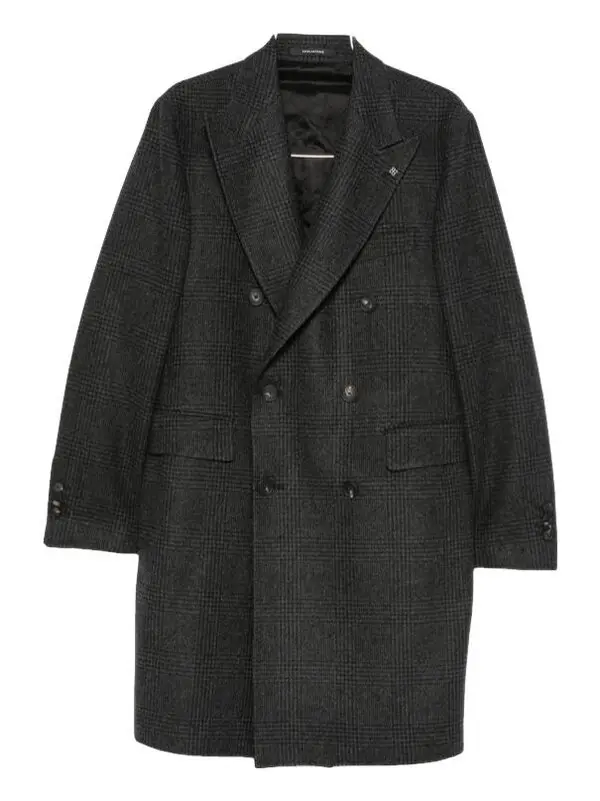Tagliatore Long-sleeved Double-breasted Coat - Charcoal-grey