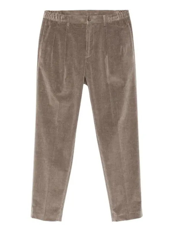 Tagliatore Pleated Corduroy Trousers With Belt Loops - Brown