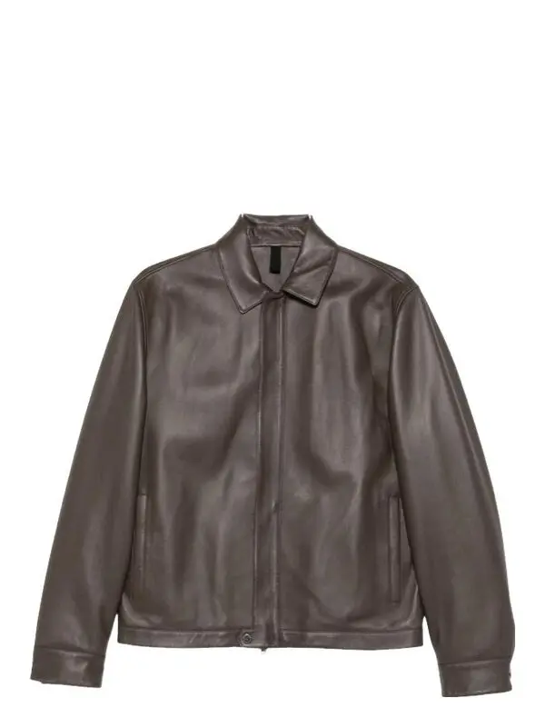 Tagliatore Long-sleeved Leather Jacket - Black