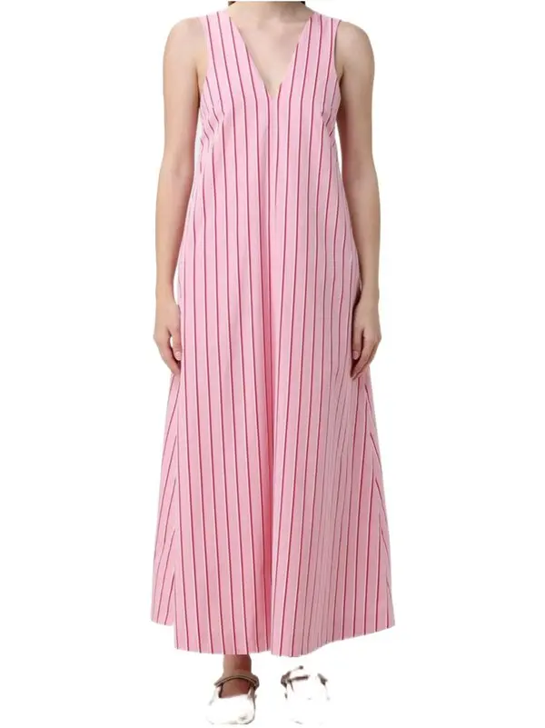 Dries Van Noten Striped Cotton-poplin Maxi Dress - Pink
