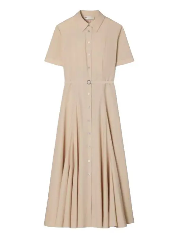 Tory Burch Cotton Shirtdress With Removable Belt - Pale Sand