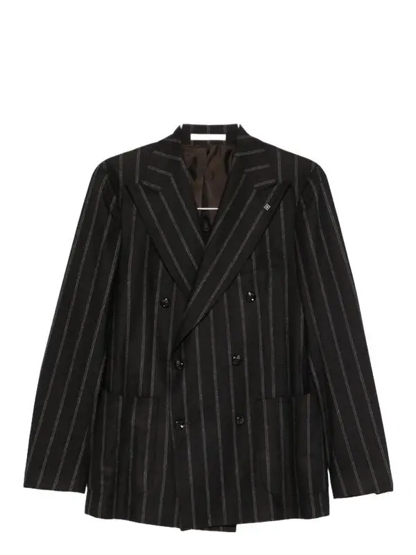 Tagliatore Pinstriped Double-breasted Suit Jacket And Trousers - Black