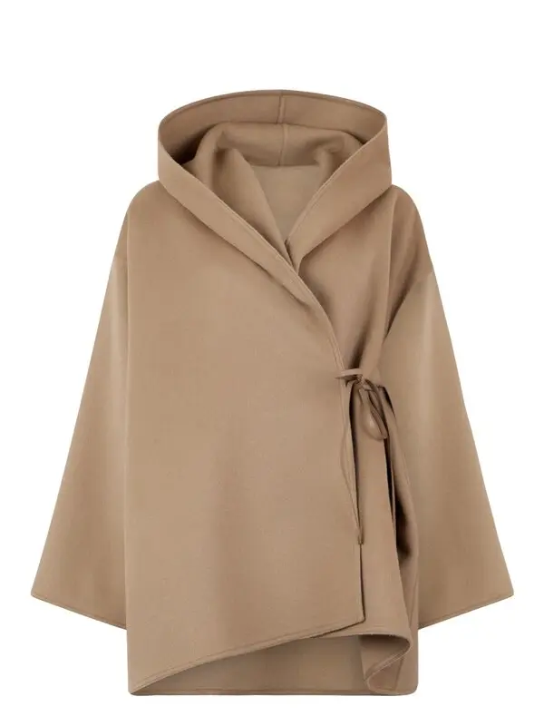 YVES SALOMON Hooded Wrap Short Coat - Nude