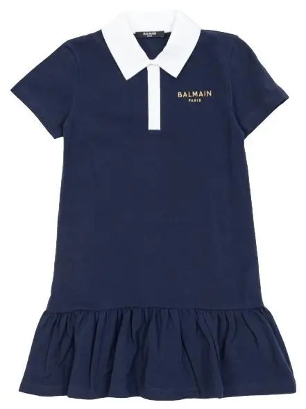 Balmain Logo Embroidered Dress - Navy Blue