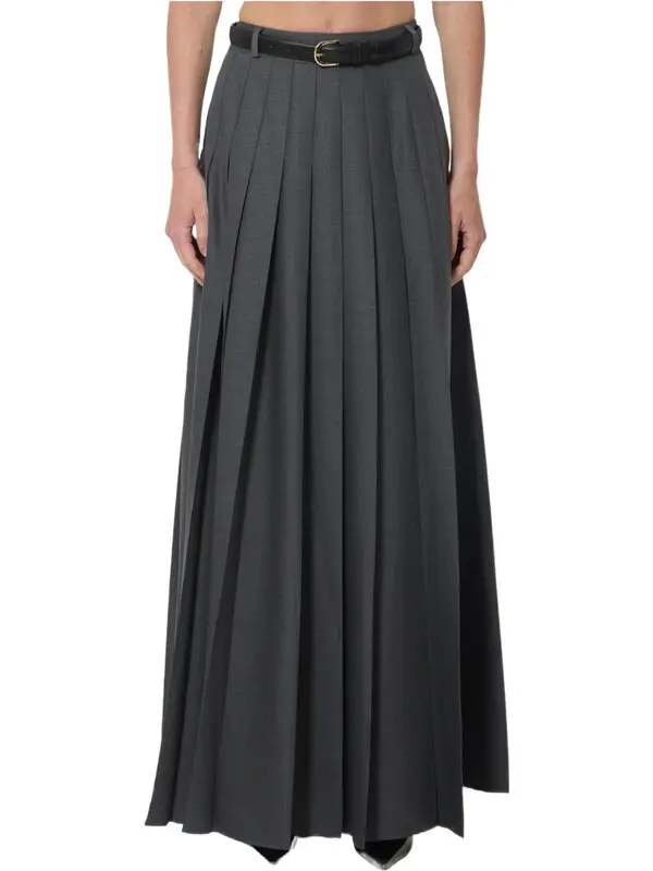 SELF-PORTRAIT Pleated Maxi Skirt - Grey