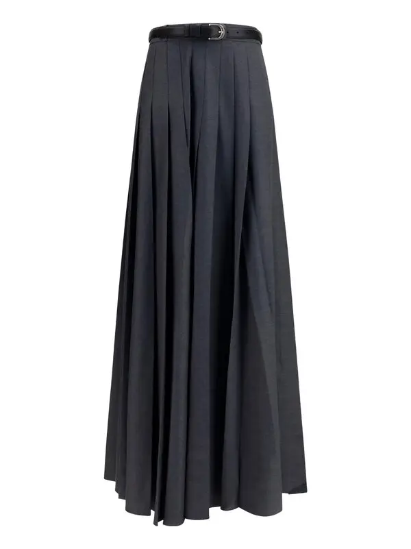 SELF-PORTRAIT Pleated Maxi Skirt - Grey