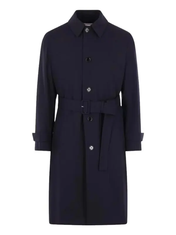 LARDINI Single-breasted Belted Coat - Blue