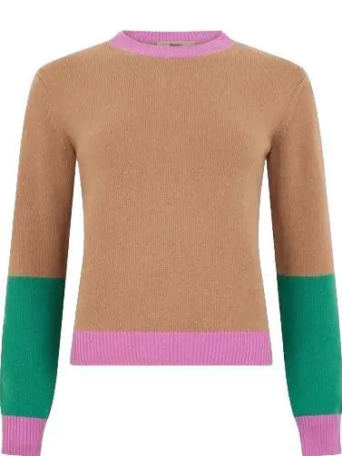 Herno Color-block Cashmere Knit Sweater - Nude