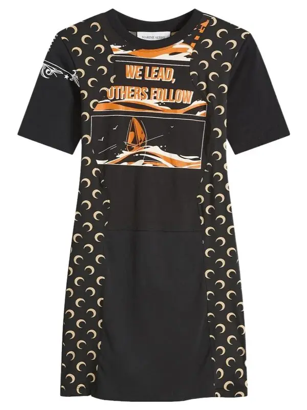MARINE SERRE Printed Mini Dress - Black
