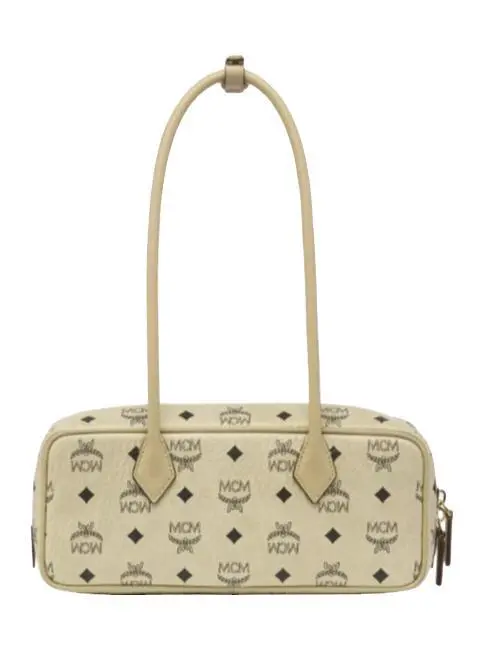 Mcm Aren Visetos Shoulder Bag - Beige  Black