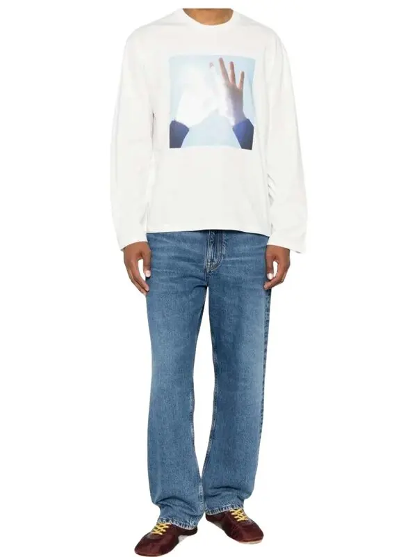 JIL SANDER Photograph-print Long-sleeve T-shirt - Blue