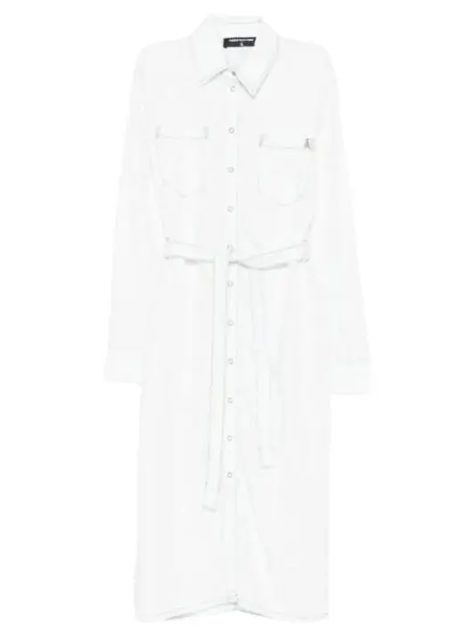 Patrizia Pepe Logo Detail Shirt Midi Dress - White
