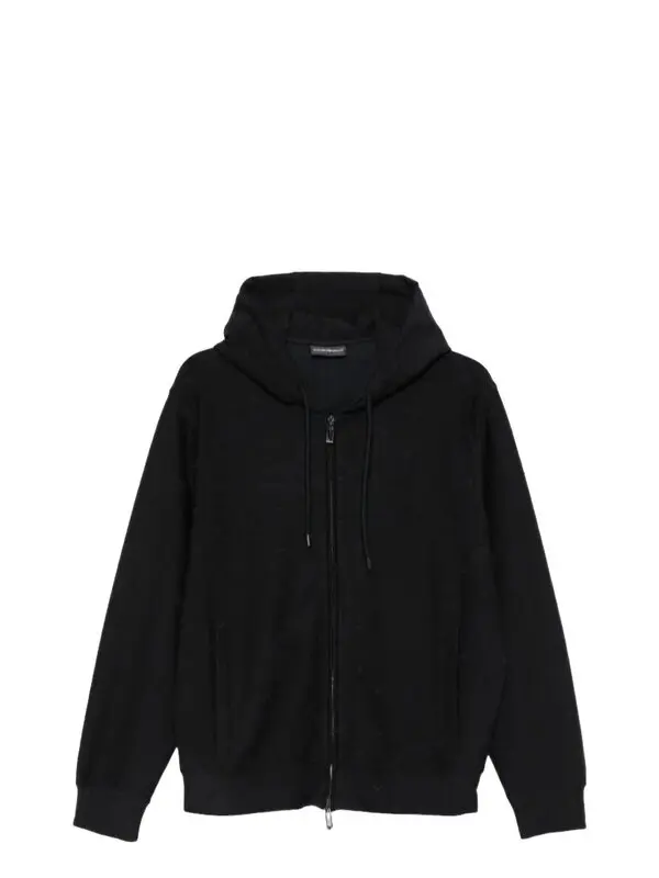 Emporio Armani Zip-up Drawstring Hoodie - Blue