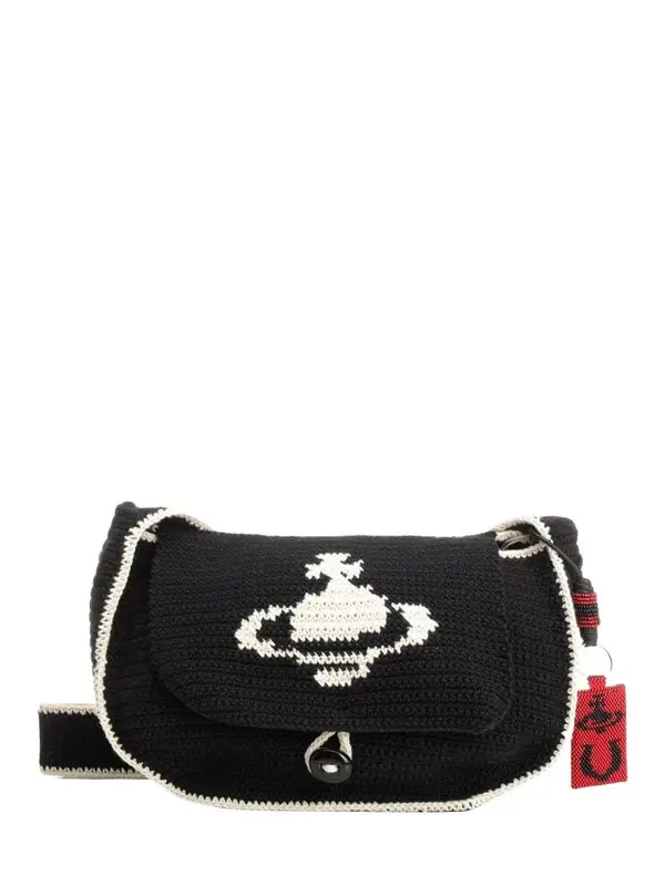 VIVIENNE WESTWOOD Lucky Halfmoon Crochet Shoulder Bag - Black