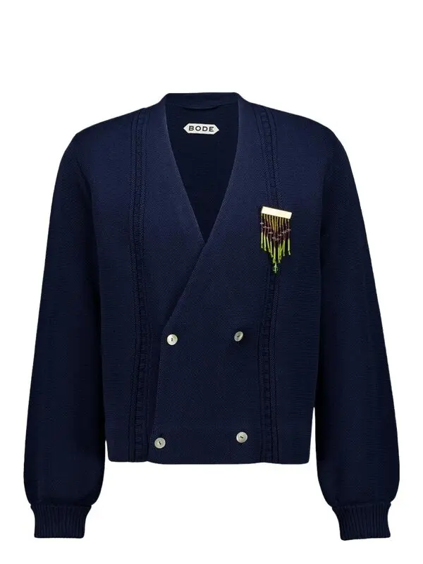 BODE Double-breasted V-neck Cardigan - Black