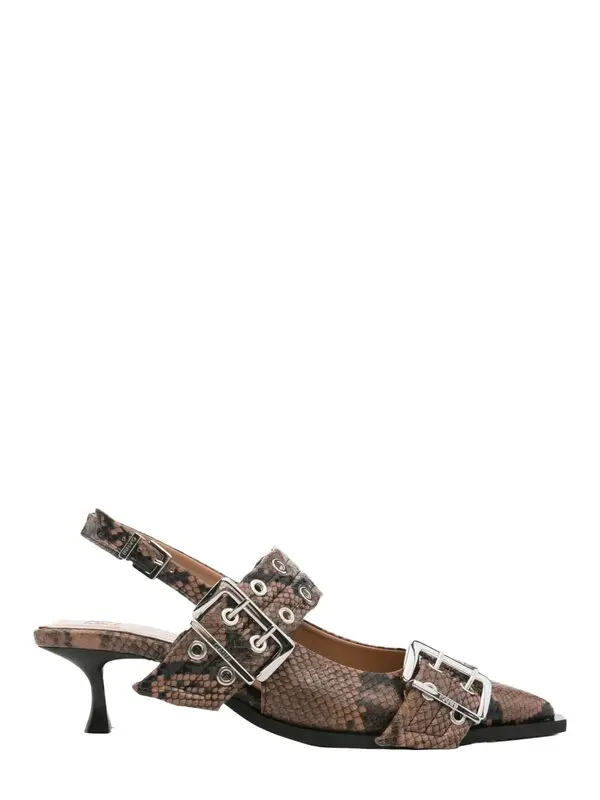 GANNI Slingback High Heel Sandals - Brown