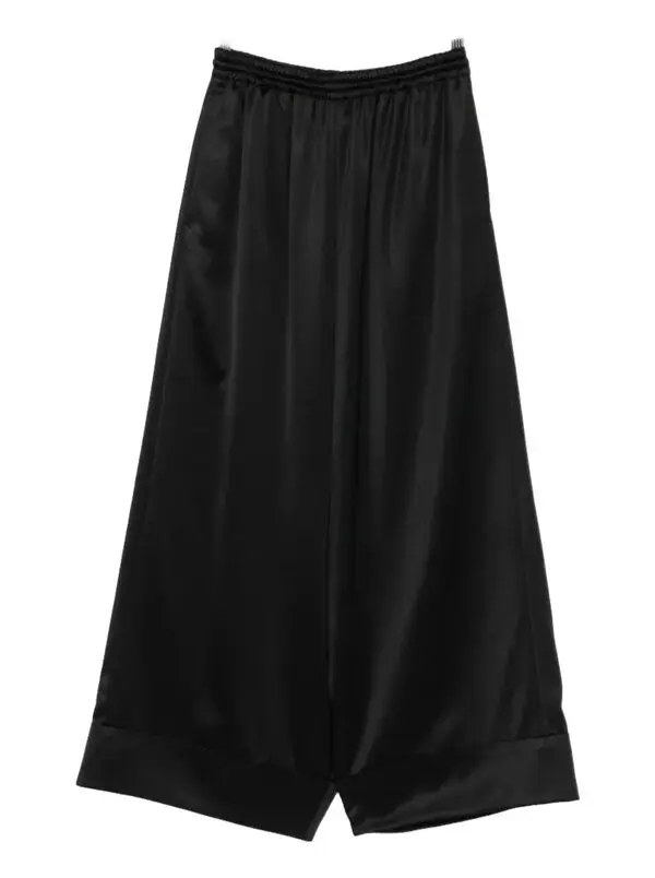 Junya Watanabe Wide-leg Elasticated Waistband Pants With Silver-tone Buckle Detail - Black