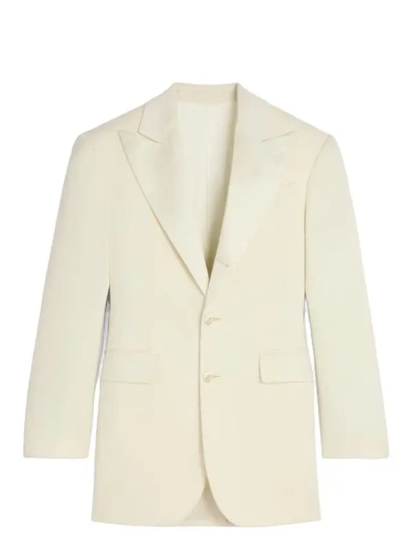 Celine Diagonal Wool Collared Jacket - Off White