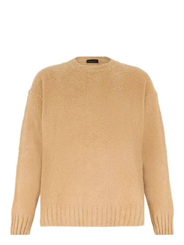 ROBERTO COLLINA Textured Crew Neck Knitted Sweater - Nude