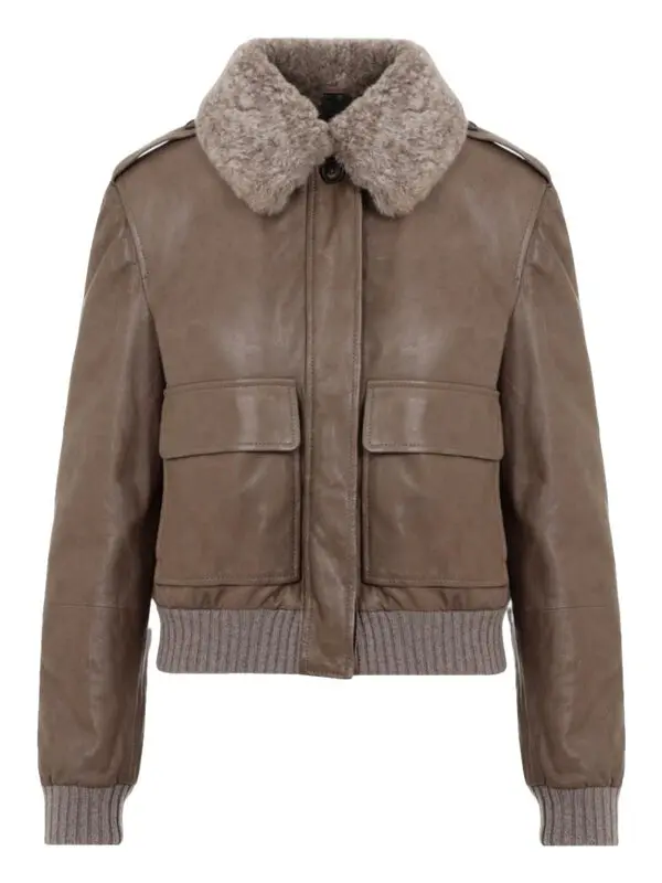 Brunello Cucinelli Long Sleeved Bomber Jacket - Brown