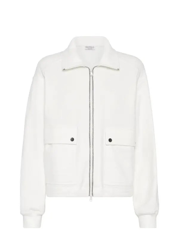 Brunello Cucinelli Monili Bead-embellished Full Zip Sweatshirt - Off-white