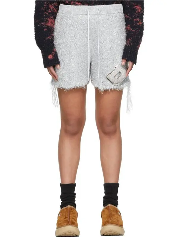 DOUBLET Metallic Wire Detail High-waisted Shorts - Silver