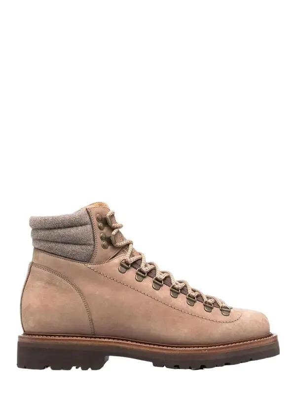 Brunello Cucinelli Padded Ankle Lace-up Boots - Nude