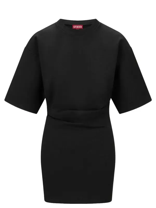 Staud Truman Dress Wide Sleeves & Gathered Waist - Black