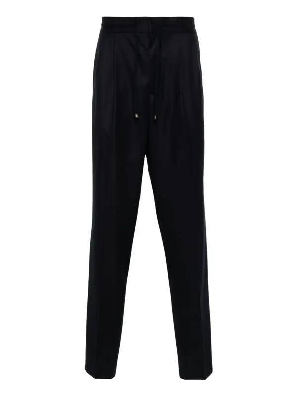 Brunello Cucinelli Pleated Tailored Drawstring Waist Pants - Navy Blue