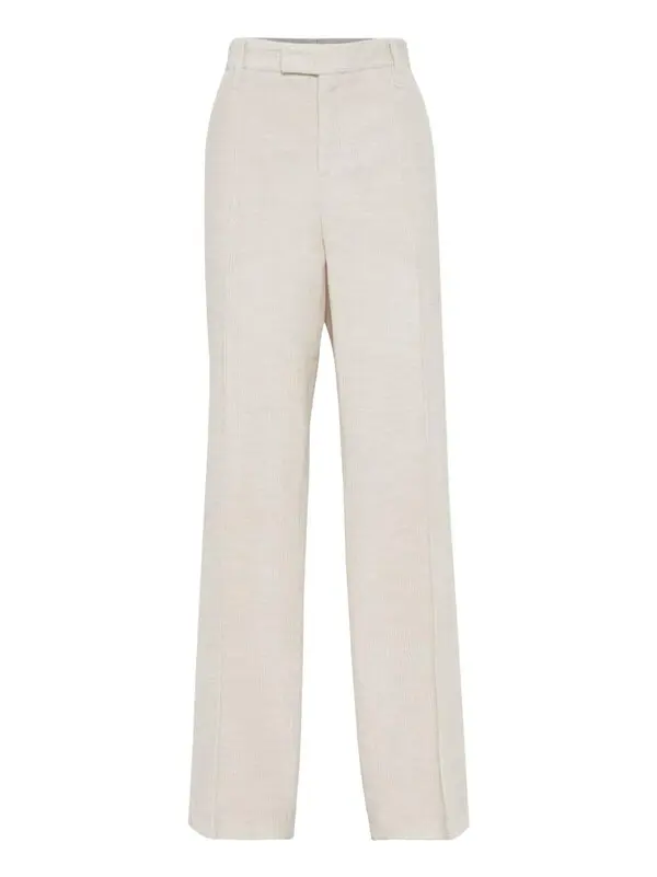 Brunello Cucinelli Straight-leg Corduroy Trousers With Monili Chain Detail - Beige