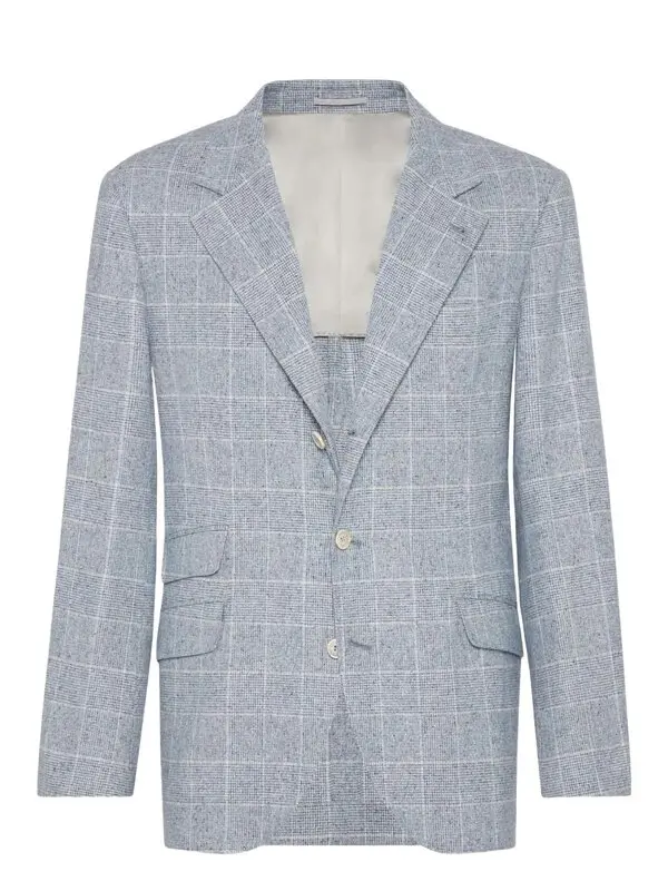 Brunello Cucinelli Prince Of Wales Deconstructed Cavallo Blazer - Gray