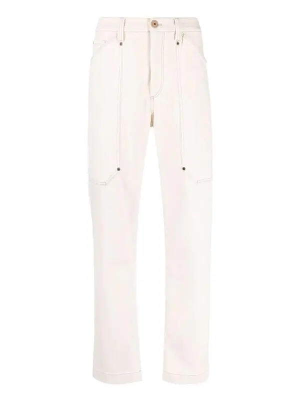 Brunello Cucinelli Straight Leg Jeans With Contrast Stitching - White