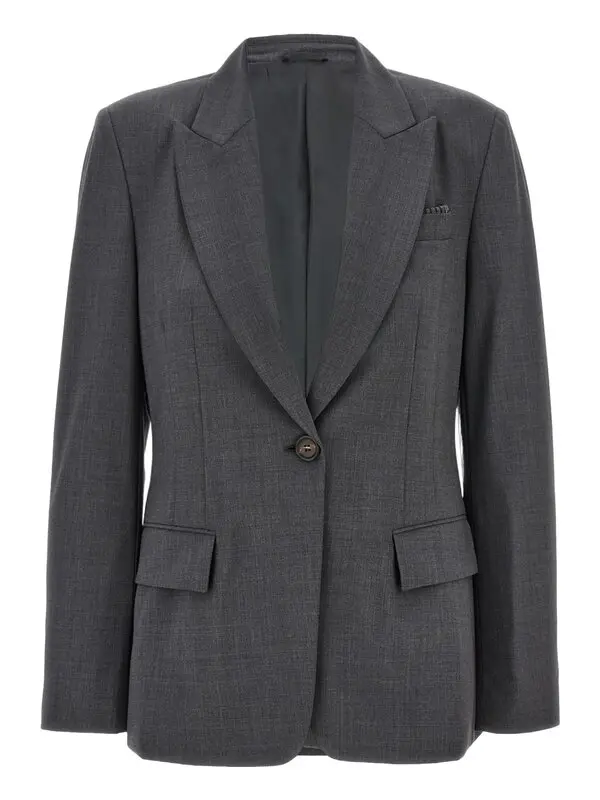 Brunello Cucinelli Monile Single-breasted Blazer - Black