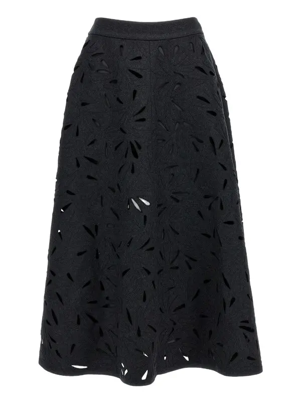 Brunello Cucinelli Openwork Midi Skirt - Dark Gray