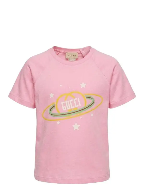 Gucci Logo Galaxy Print Cotton T-shirt - Pink