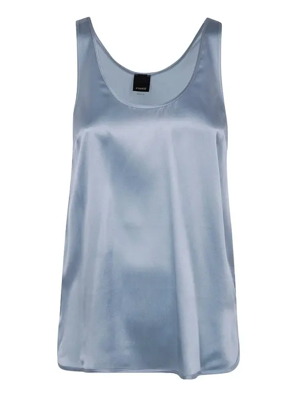 Pinko Crewneck Satin Tank Top - Crystal Blue
