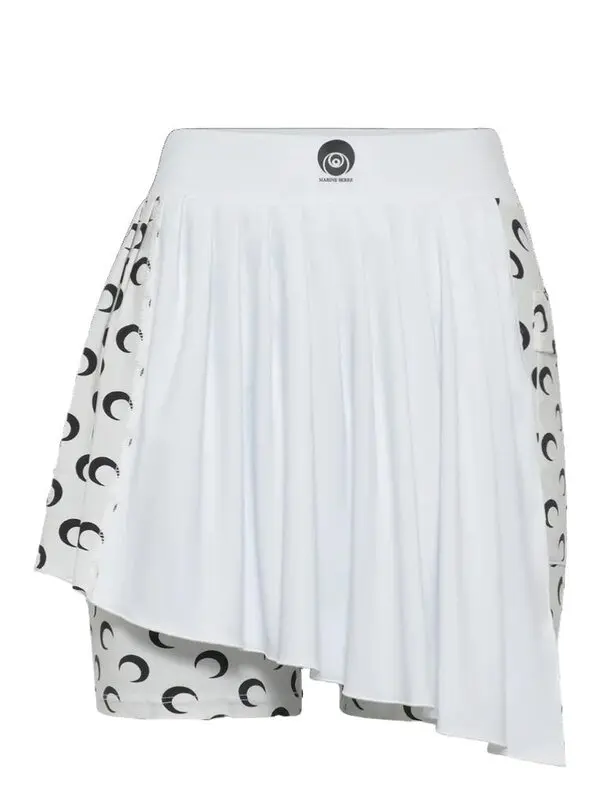 MARINE SERRE Tennis Mini Skirt With Lunar Print - White
