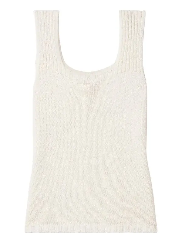 Khaite Sleeveless Knit Top With Ribbed Piping - Cream