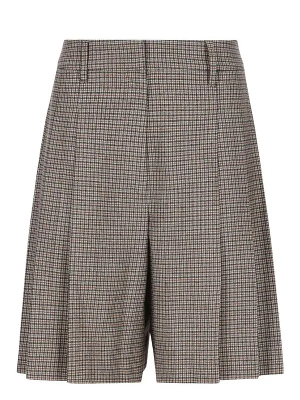 Brunello Cucinelli Plaid High-waisted Shorts - Gray