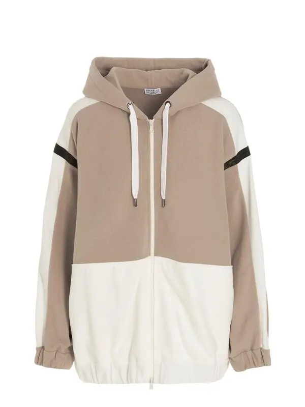 Brunello Cucinelli Panelled Zip-up Hoodie - Nude