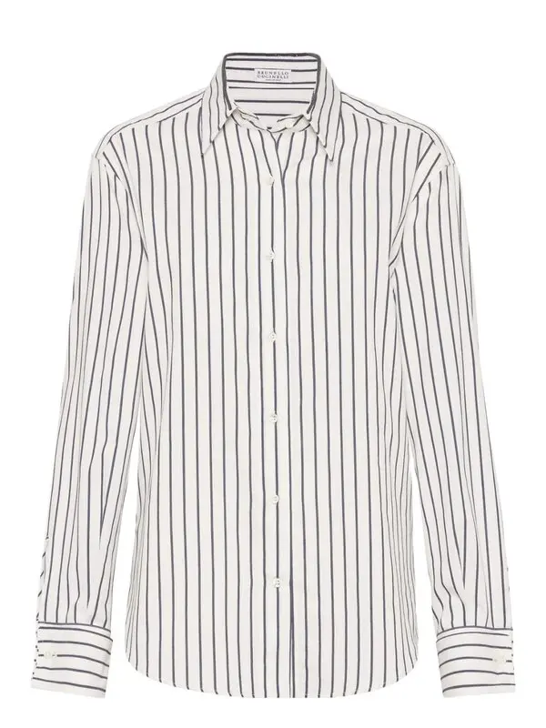 Brunello Cucinelli Striped Cotton Shirt - White